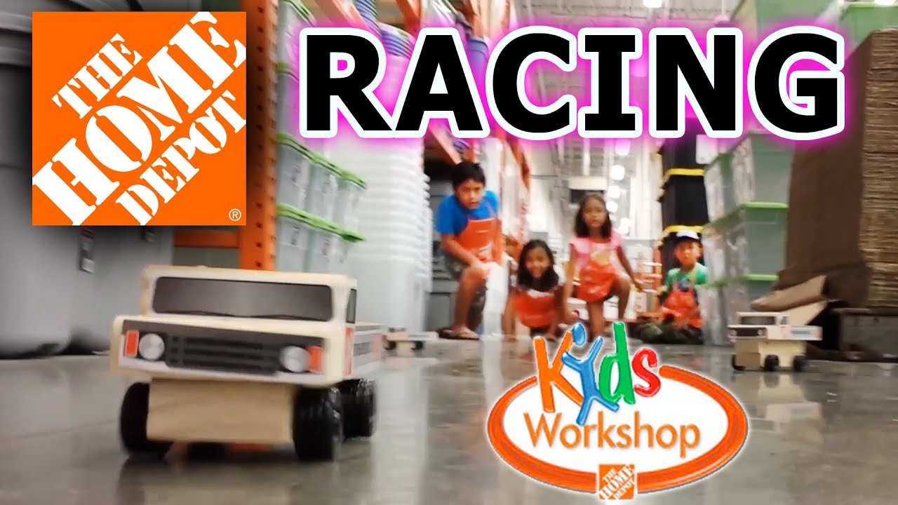 Home Depot Race Car Kids Workshop RACING IN THE AISLES! - YouTube