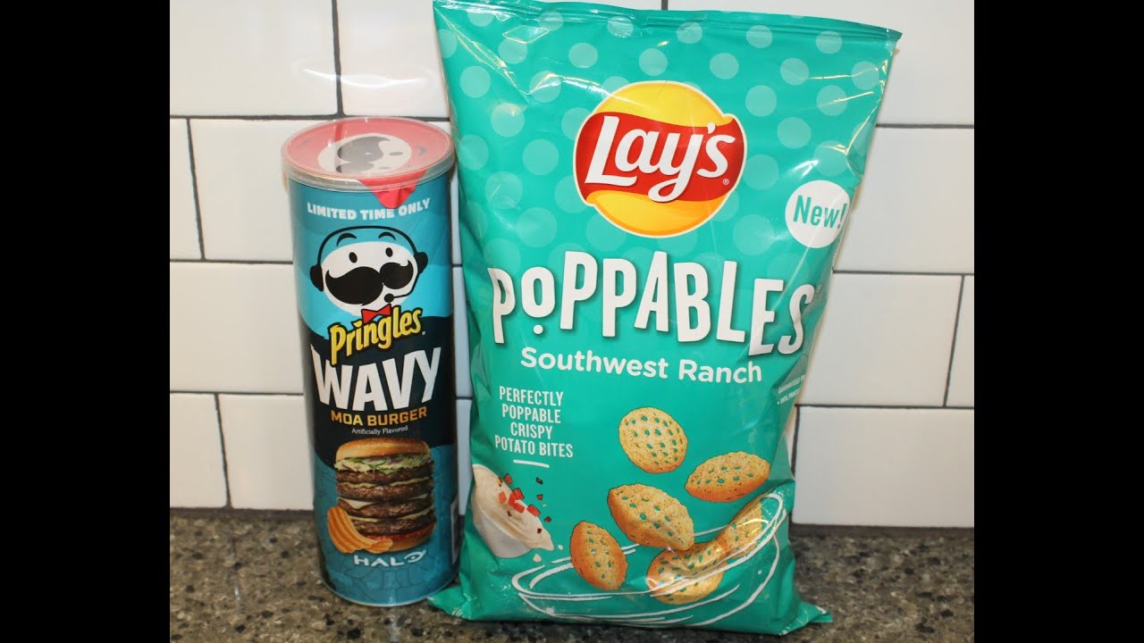Pringles Halo MOA Burger Potato Crisps & Lay’s Poppables Southwest ...