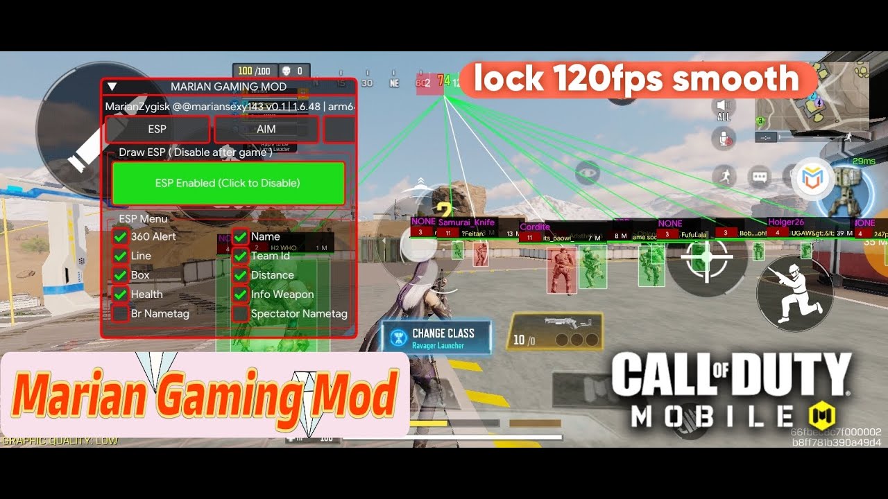 CODM MOD MENU | MARIAN GAMING MOD UNLOCK 120FPS FULL GAMEPLAY IN BR ...