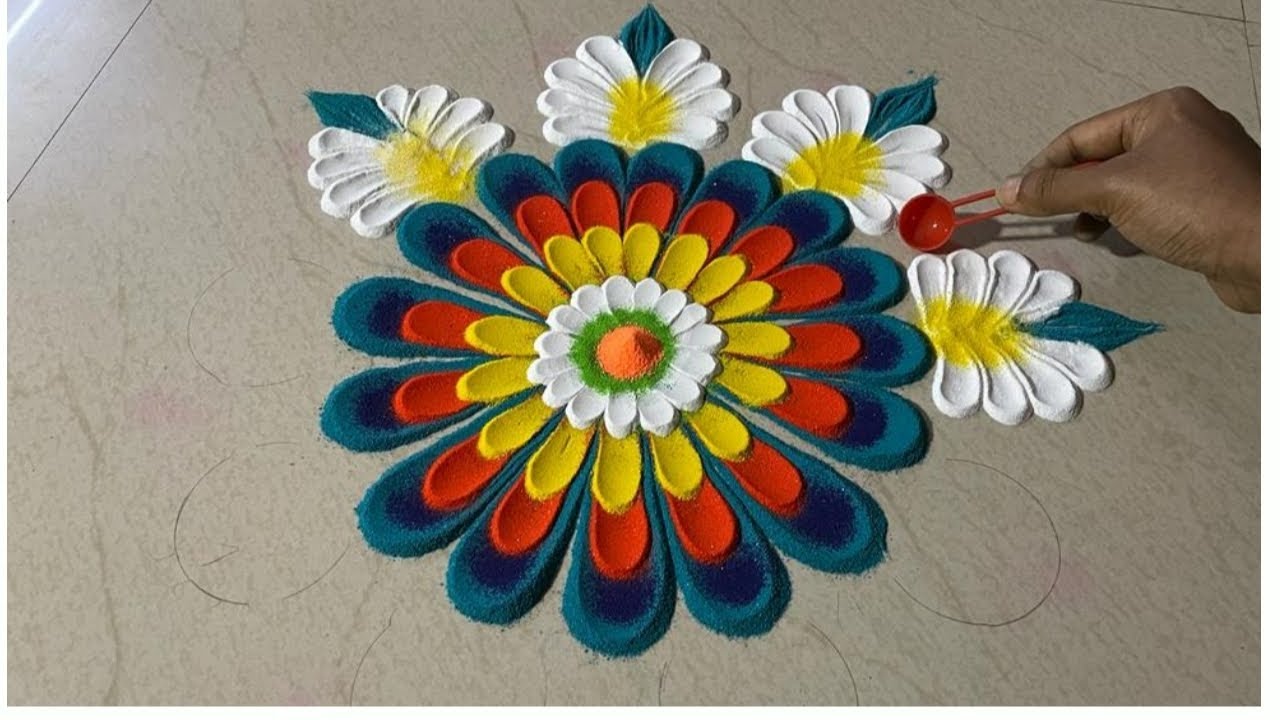 Navratri Rangoli | Diwali Rangoli| Easy Navaratri Rangoli| New Rangoli ...