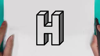 How to draw a 3D letter H illusionvery easy how to dra... | Doovi