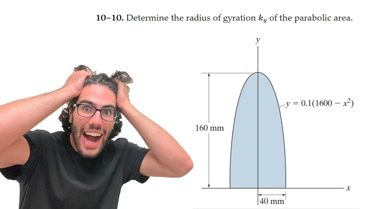 Determine the radius of gyration ky of the parabolic area - 10-10 - YouTube