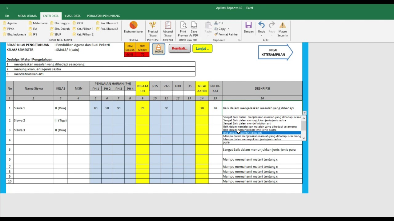 Aplikasi Raport Sederhana SLB v 1 0 VBA Excel - YouTube