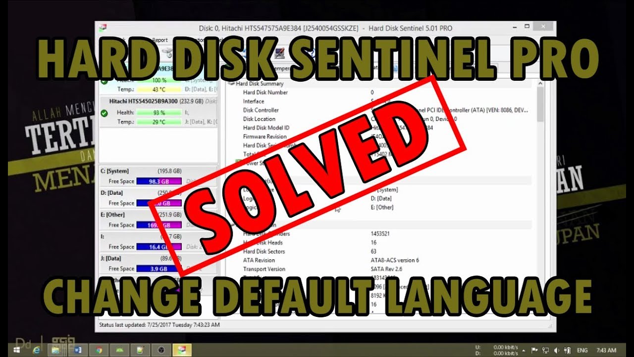 Hard Disk Sentinel Pro Change Default Language - YouTube