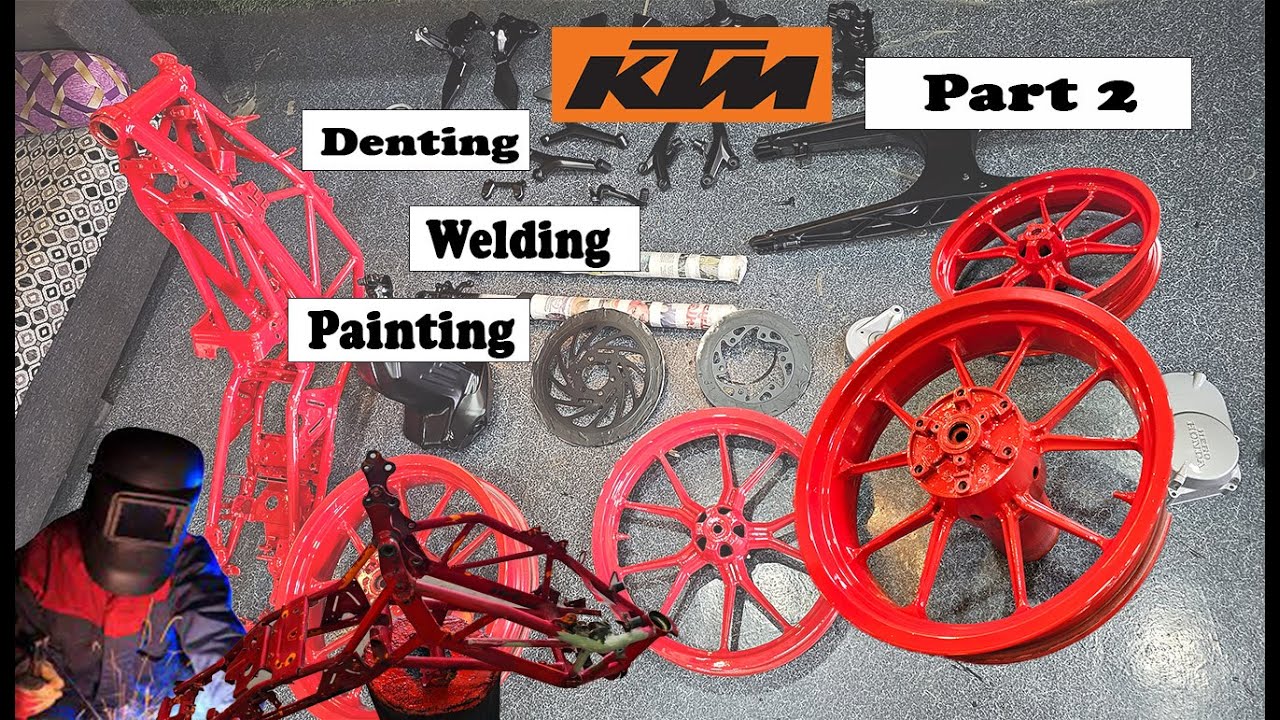 KTM duke 390 rebuild 2016 (Denting, Welding, Painting) Part 2 - YouTube