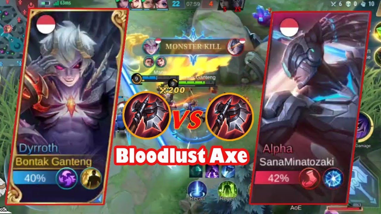 BATTLE BLOODLUST AXE | DYRROTH VS ALPHA | MLBB | MOBILE LEGENDS S27 ...