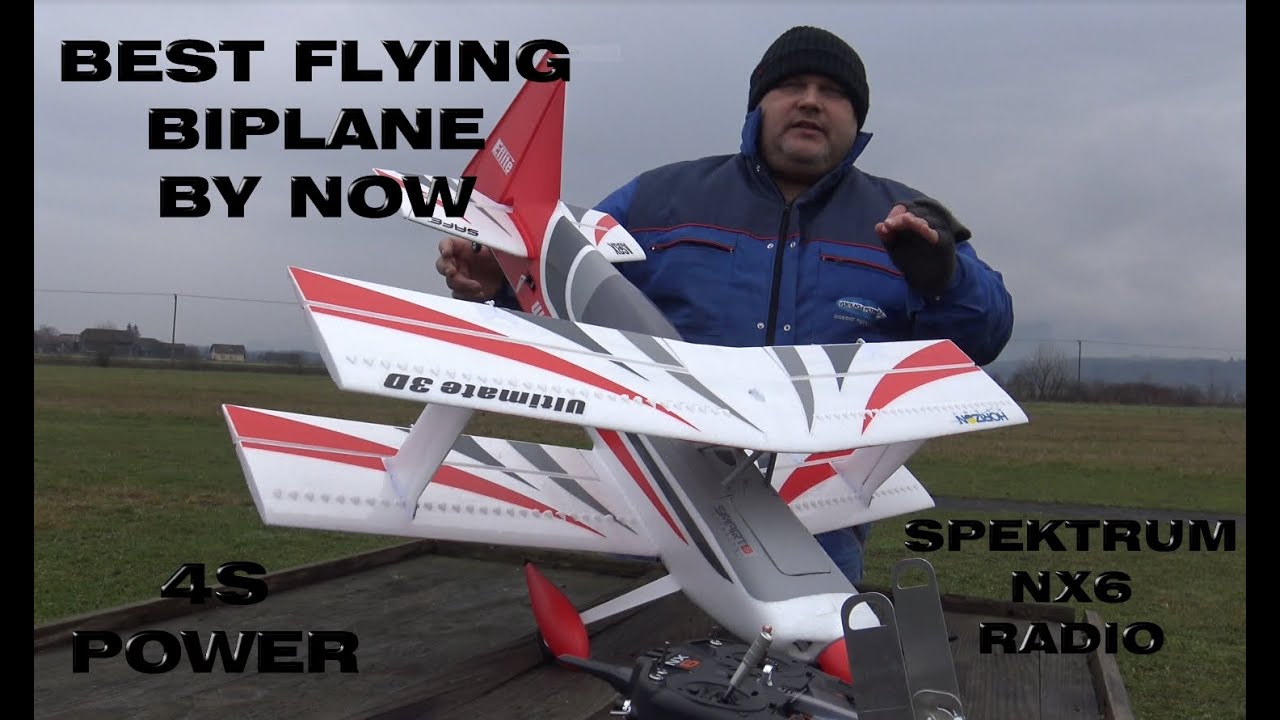 E-Flite Ultimate 3D Biplane 950mm BNF Smart DREAM Maiden flight - YouTube