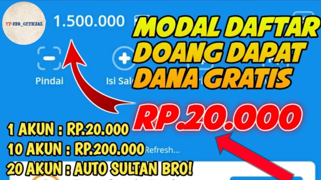 CUMA DAFTAR DOANG DAPAT SALDO DANA RP.20.000 | APK PENGHASIL SALDO DANA ...