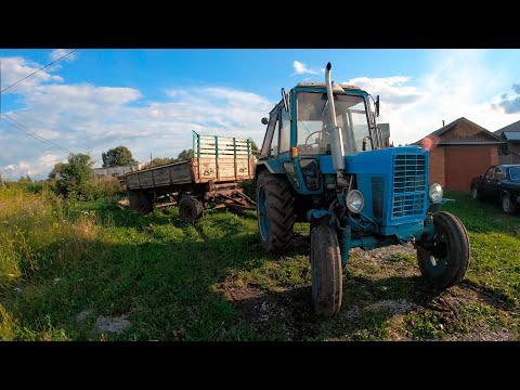 Первый раз за рулём трактора. Преодолеваем канавы с прицепом. Белорус/МТЗ/СССР/4К