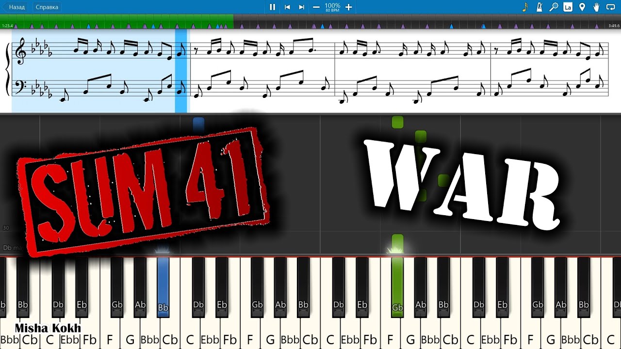 Sum 41 - War [Piano Tutorial | Sheets | MIDI] Synthesia - YouTube