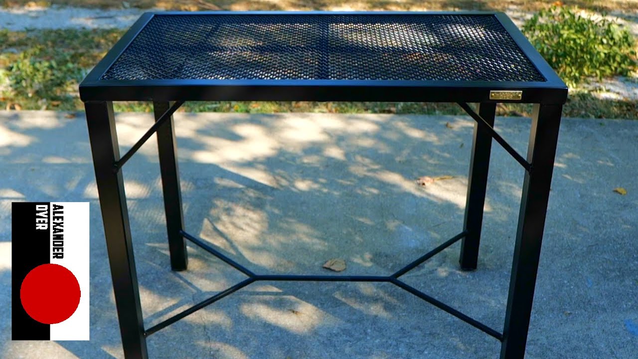 Outdoor Utility Table with Woven Wire Top - YouTube