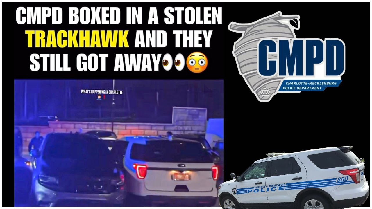 Stolen Trackhawk runs right F***ING Through Charlotte Police! - YouTube