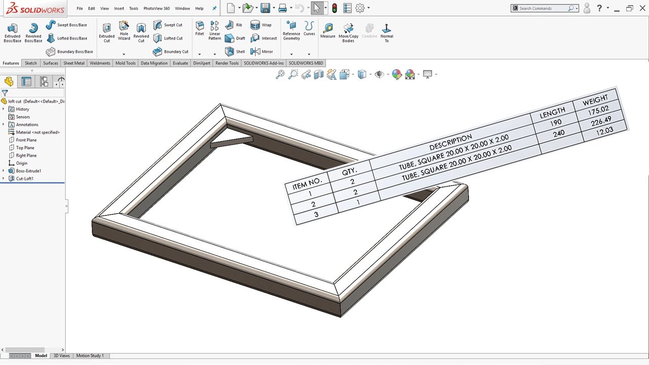 SolidWorks Tutorial | Add Length and Weight of Weldment in SolidWorks ...