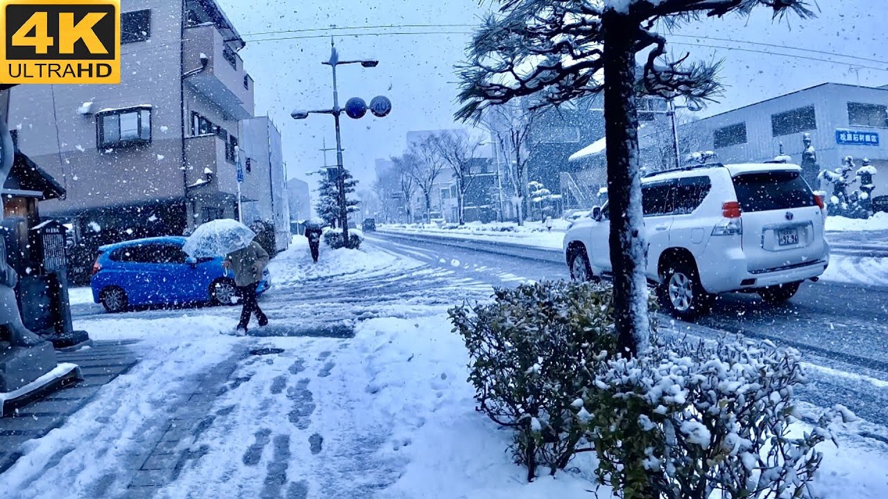【4K JAPAN SnowFall 】☃️ Winter relaxing music travel snowy life in rural ...