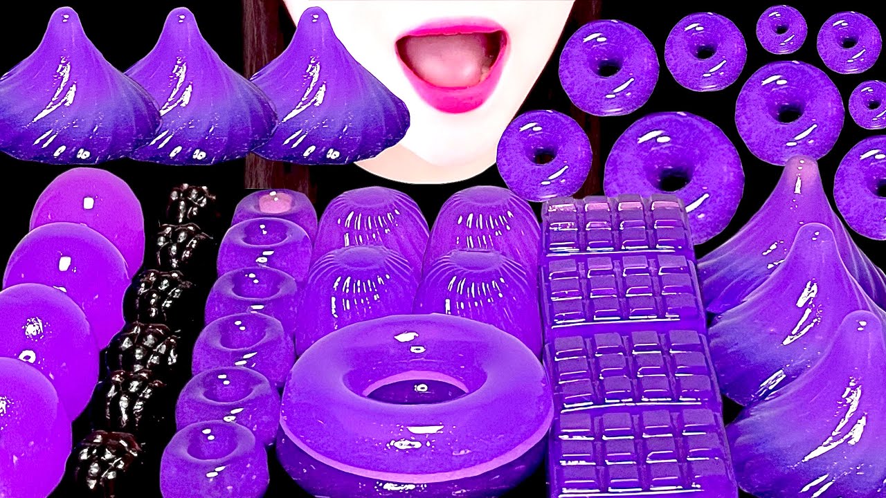 ASMR PURPLE DESSERTS EATING SOUNDS MUKBANG JELLY PARTY 보라색 디저트 먹방 - YouTube
