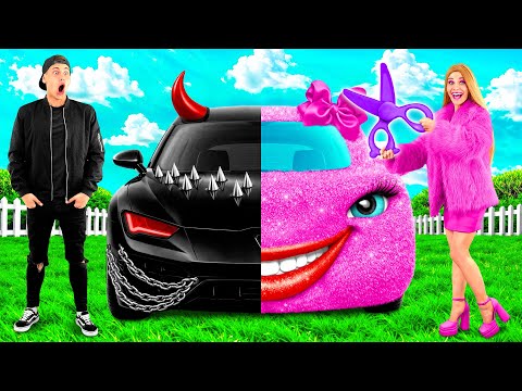 Pembe Araba ve Siyah Araba Mücadelesi | Çılgın Şaka Fikirleri KiKi Challenge