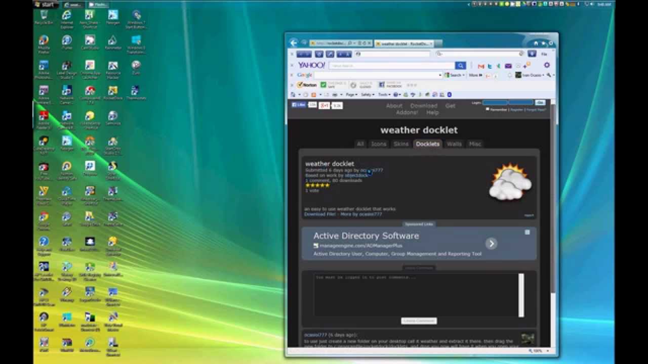 weather docklet for rocketdock - YouTube
