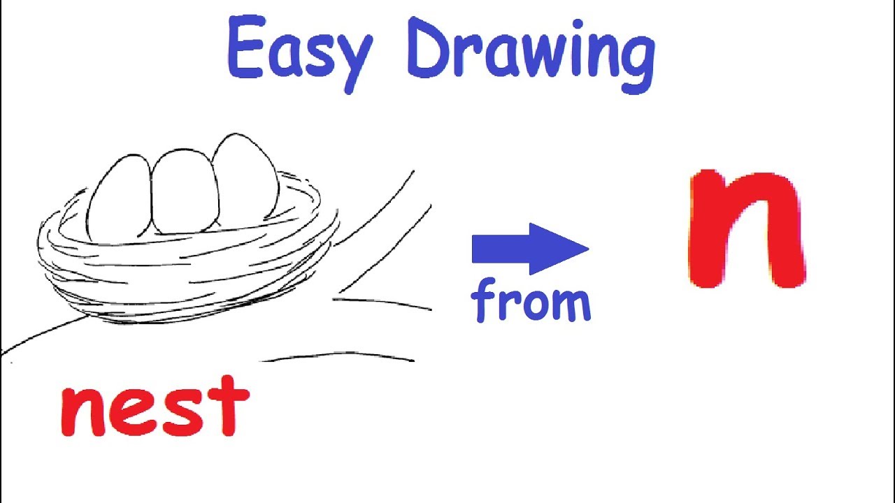 How to draw a 'nest' from Alphabet small letter 'n' . - YouTube