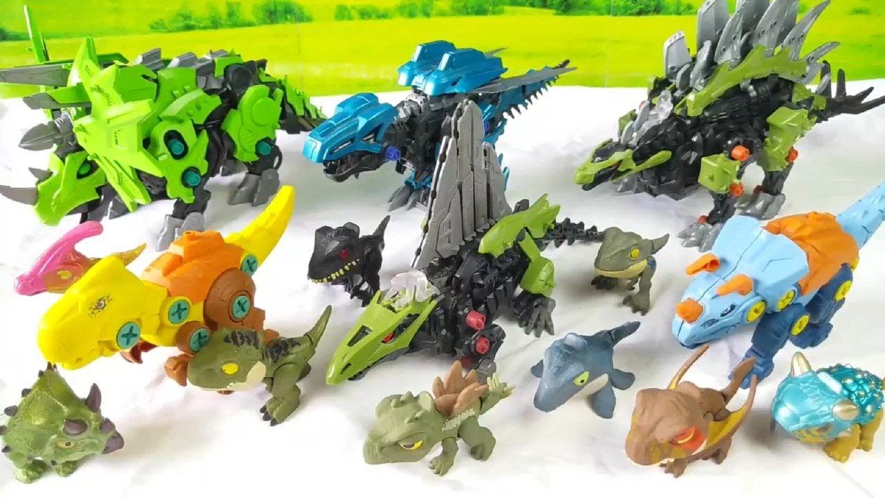 Let's assemble robot dinosaurs dimetrodon, Tyranosaurs rex, triceratops ...