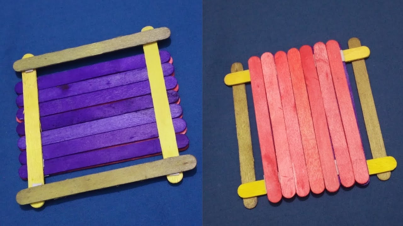 Double sided cute coaster made with popsicle sticks | easy DIY ...