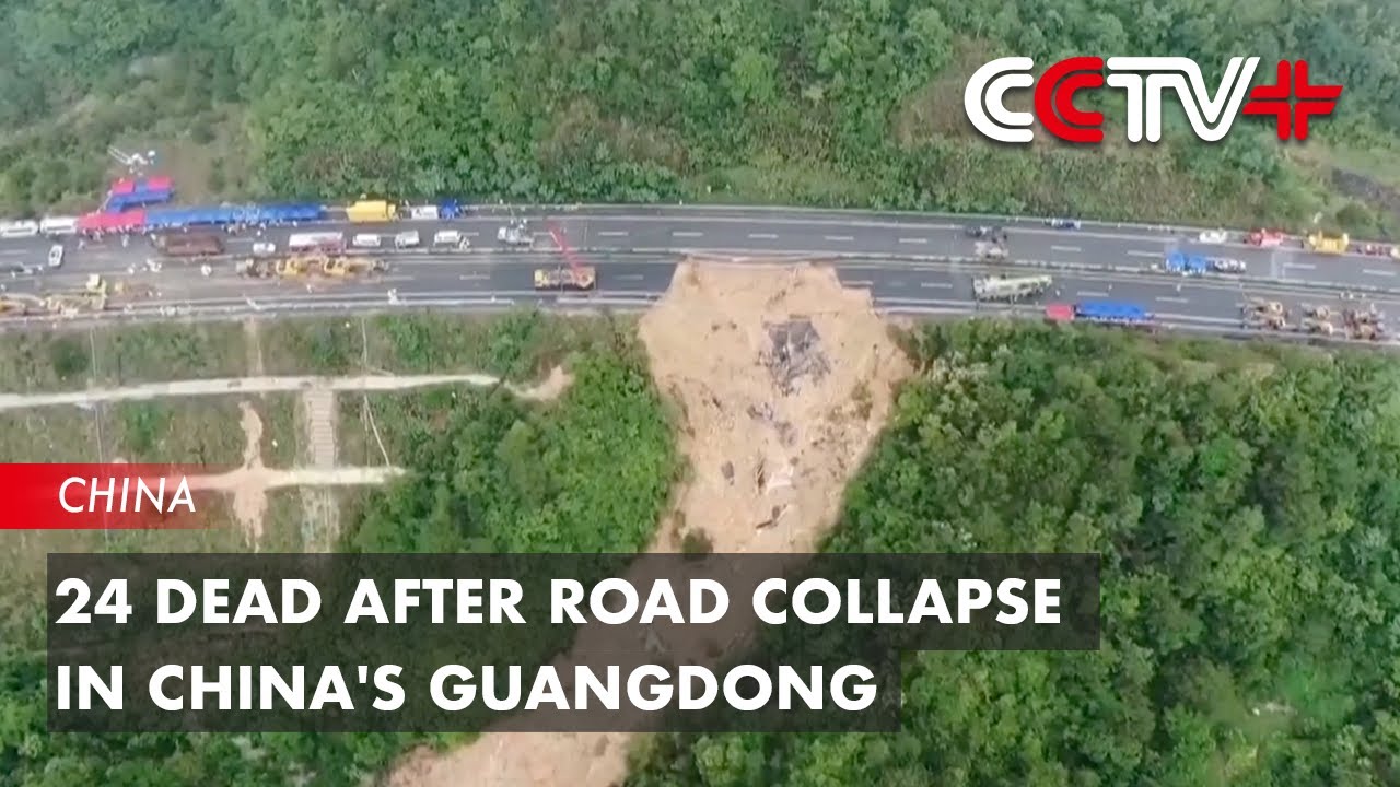 24 Dead After Road Collapse in China's Guangdong - YouTube