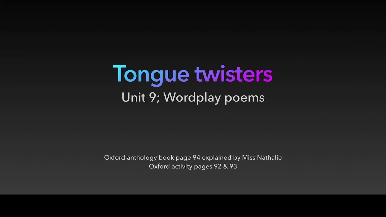 Tongue twister poems explained by Miss Nathalie - YouTube