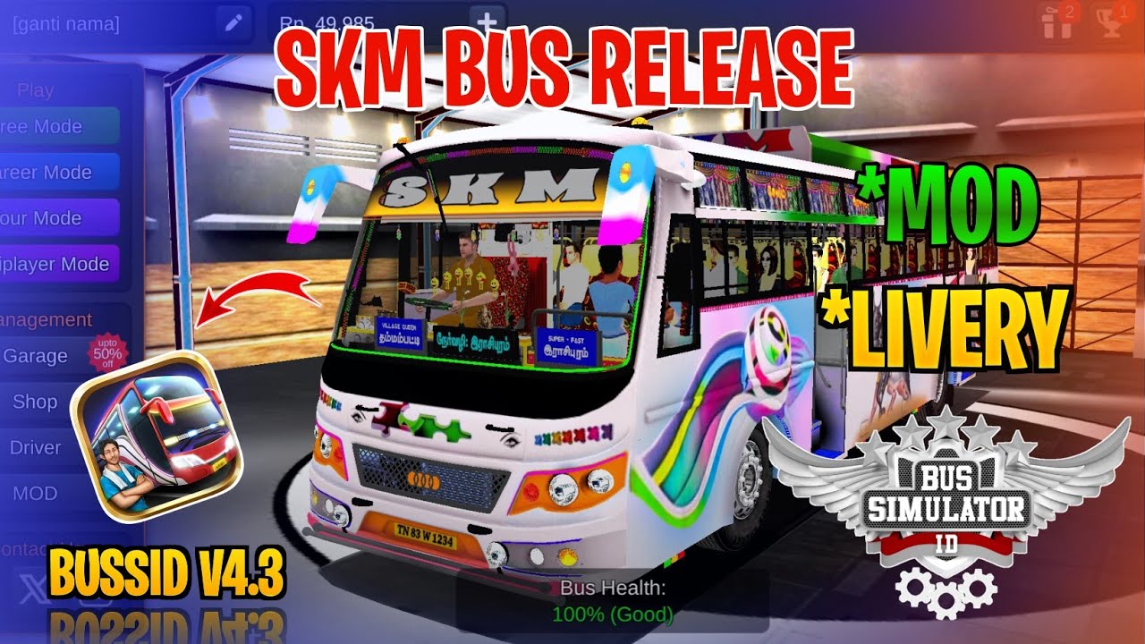 New SKM Bus Mod Tamil | Bus Simulator Indonesia | SKM Bus Mod In Bussid ...