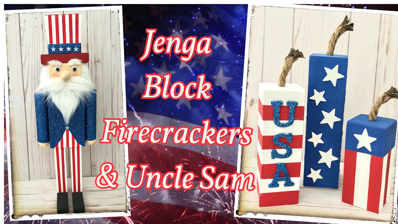 Jenga Block DIY Firecrackers 🧨 and Uncle Sam - YouTube