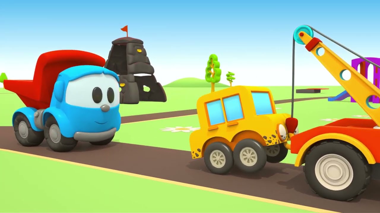 Leo si truk & kendaraan untuk anak | Bulldozer, truk derek & truk ...