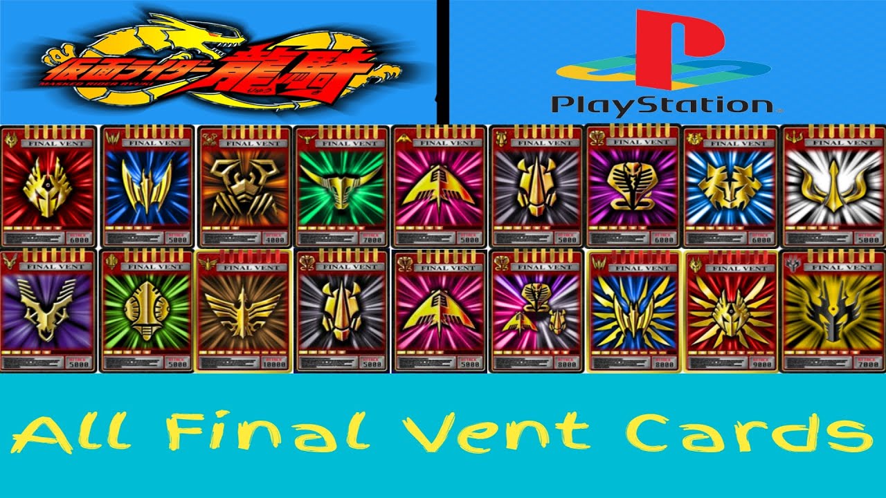 [PSX/PS1] Kamen Rider Ryuki ps1 All Final Vent cards - YouTube