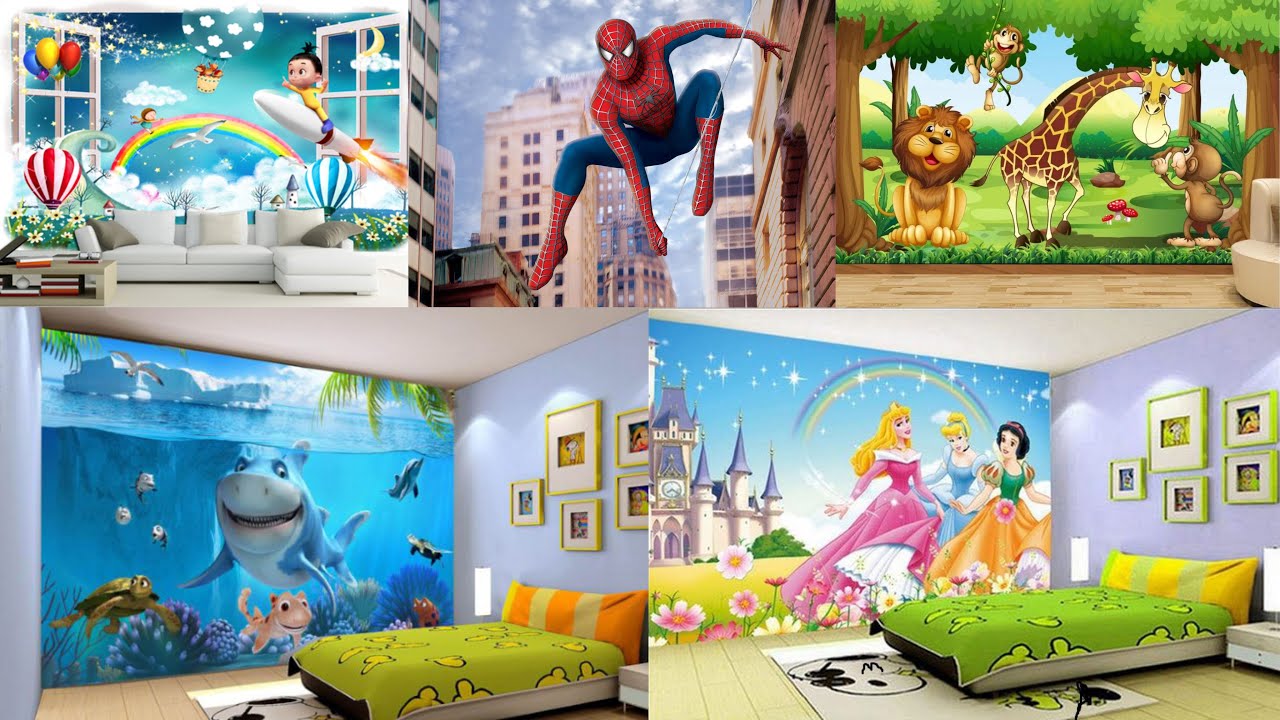 kids room wallpaper designs | kids room wall decoration ideas | cartoon ...