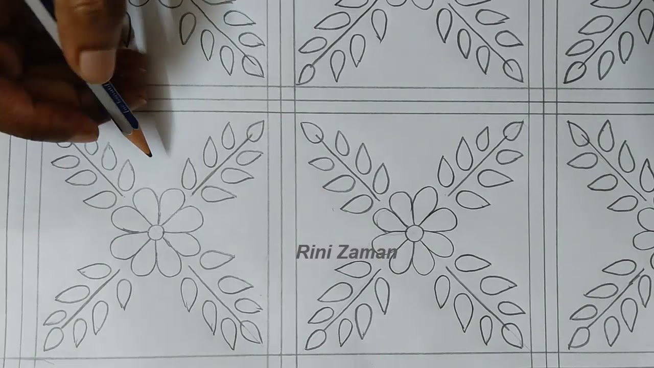 Hand embroidery beautiful phulkari/nakshi kantha design drawing,ফুলকারি ...