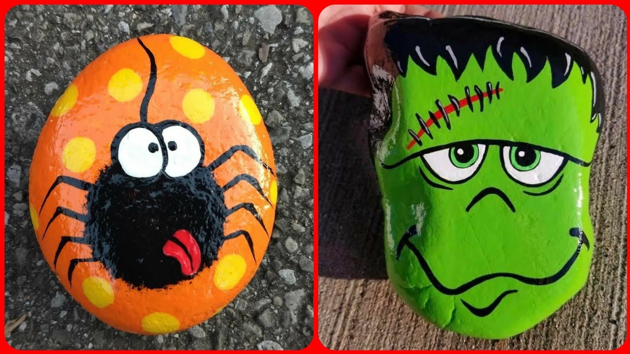 40 most popular cartoon character painting on rock and stone - YouTube