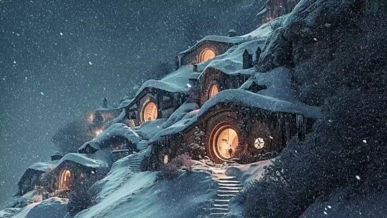 Winter Hobbit Home🔥Snowfall Serenity by the Fire🔥Cozy Fireplace ...