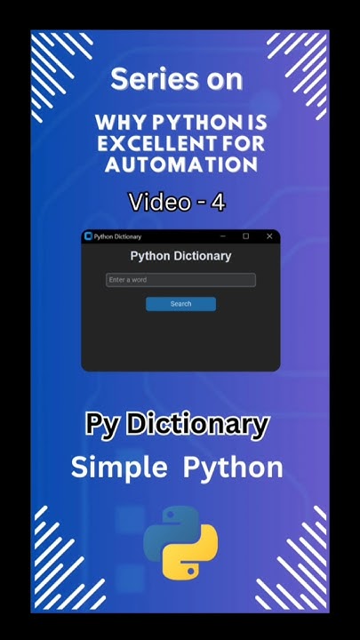 Python Automation Series #4 Build a Python Dictionary GUI in 60 Seconds ... Python Automation Series #4 Build a Python Dictionary GUI in 60 Seconds ...