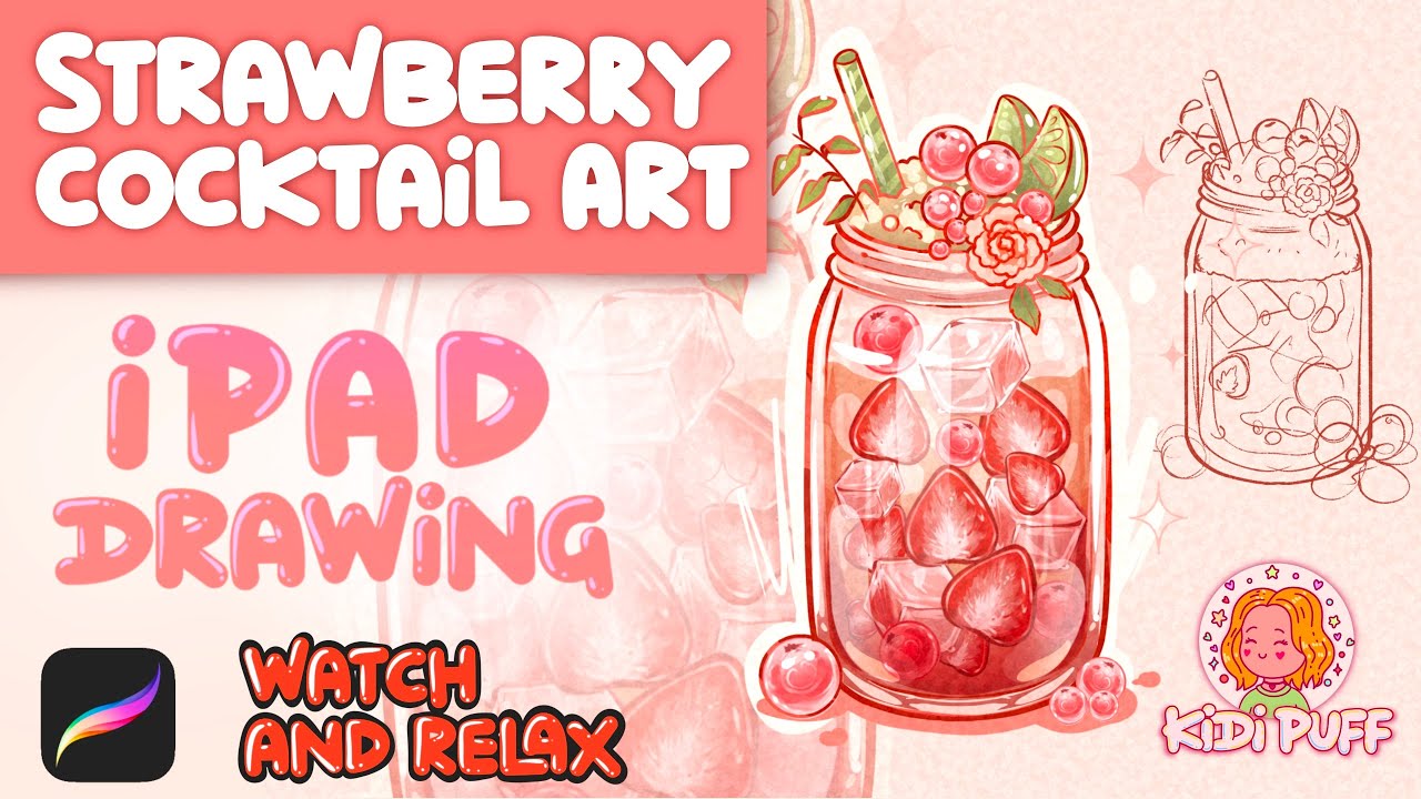 Strawberry Cocktail Art: Easy Drawing in Procreate - YouTube