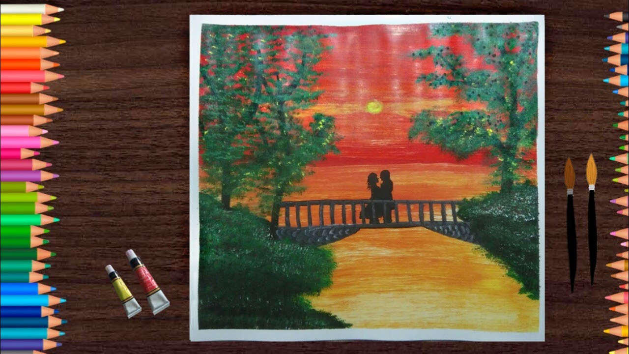 Valentine special couple love scenery painting - YouTube