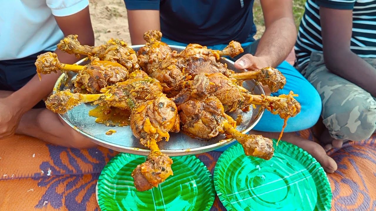 Chicken leg piece curry//Spicy leg piece//outdoor cooking. - YouTube