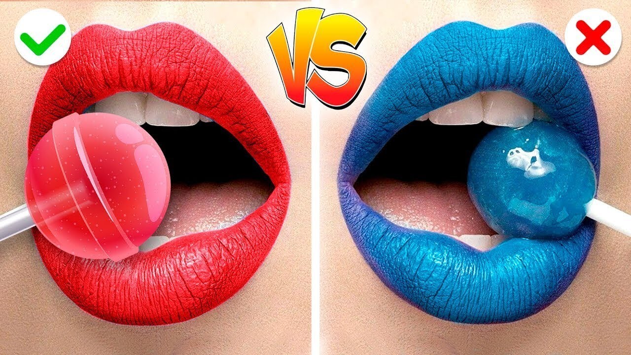 RED VS BLUE FOOD CHALLENGE || Funny Mukbang! Eating One Color Candy and ...