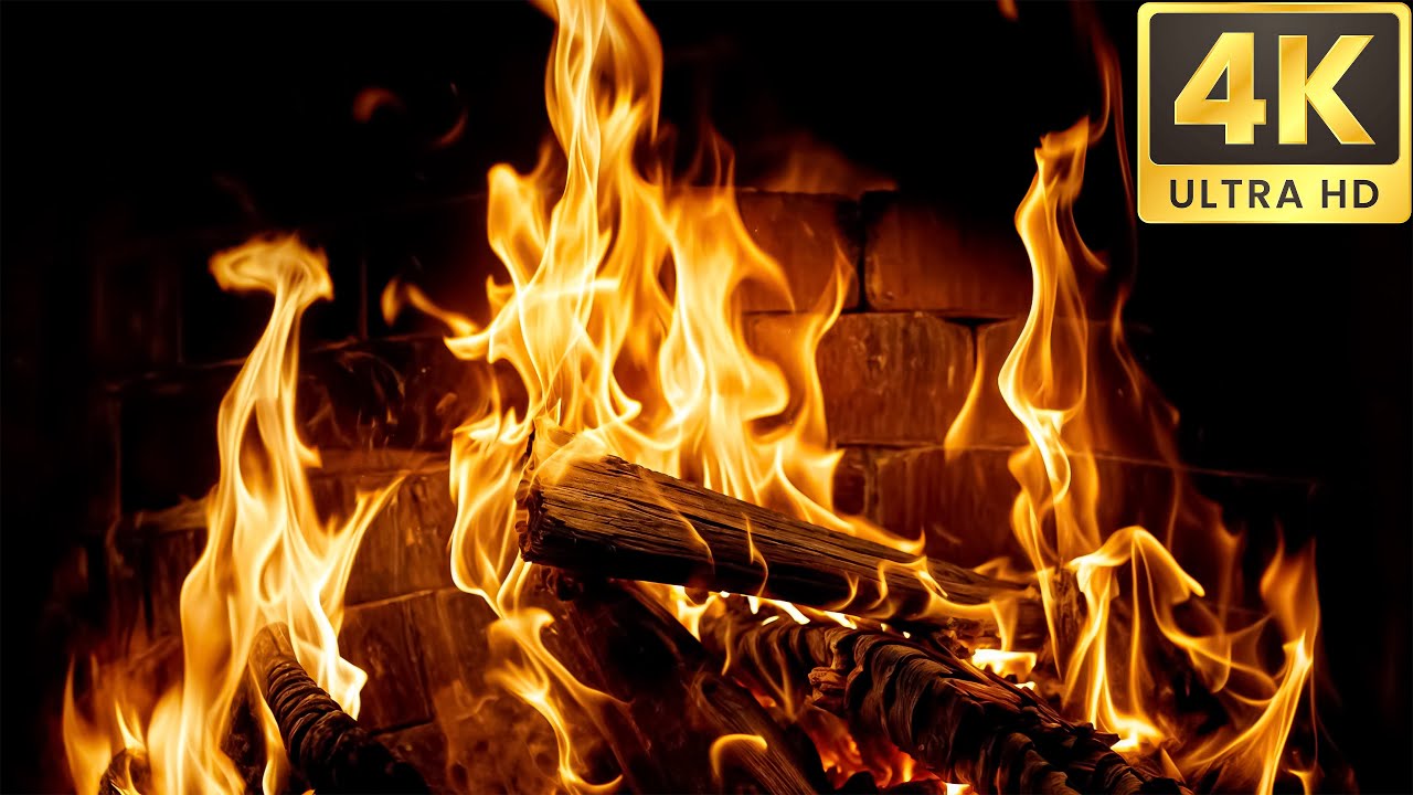 🔥 Virtual Fireplace 4K with Natural Fire Sounds to Calm Your Mind ...