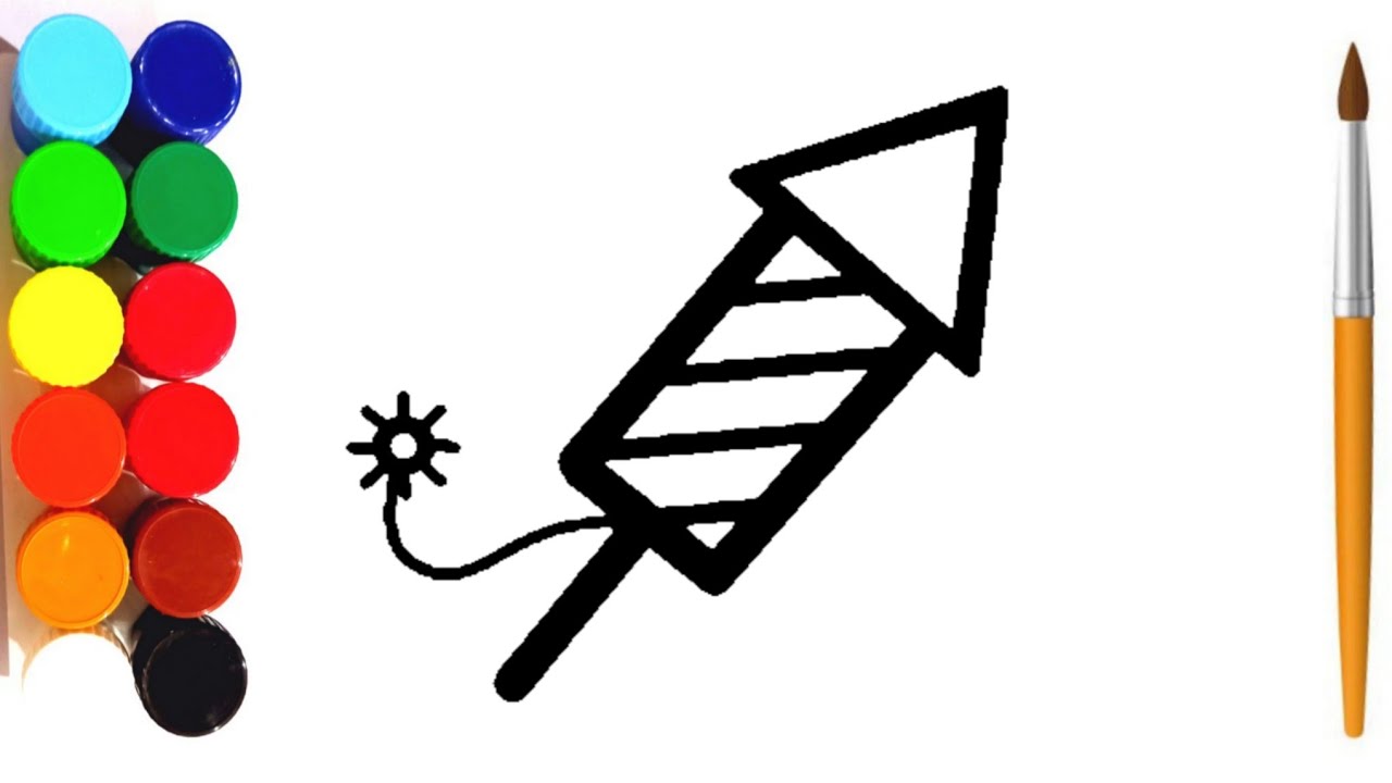 How to Draw Fire Cracker for Kids Step by Step and Coloring | Fire ...