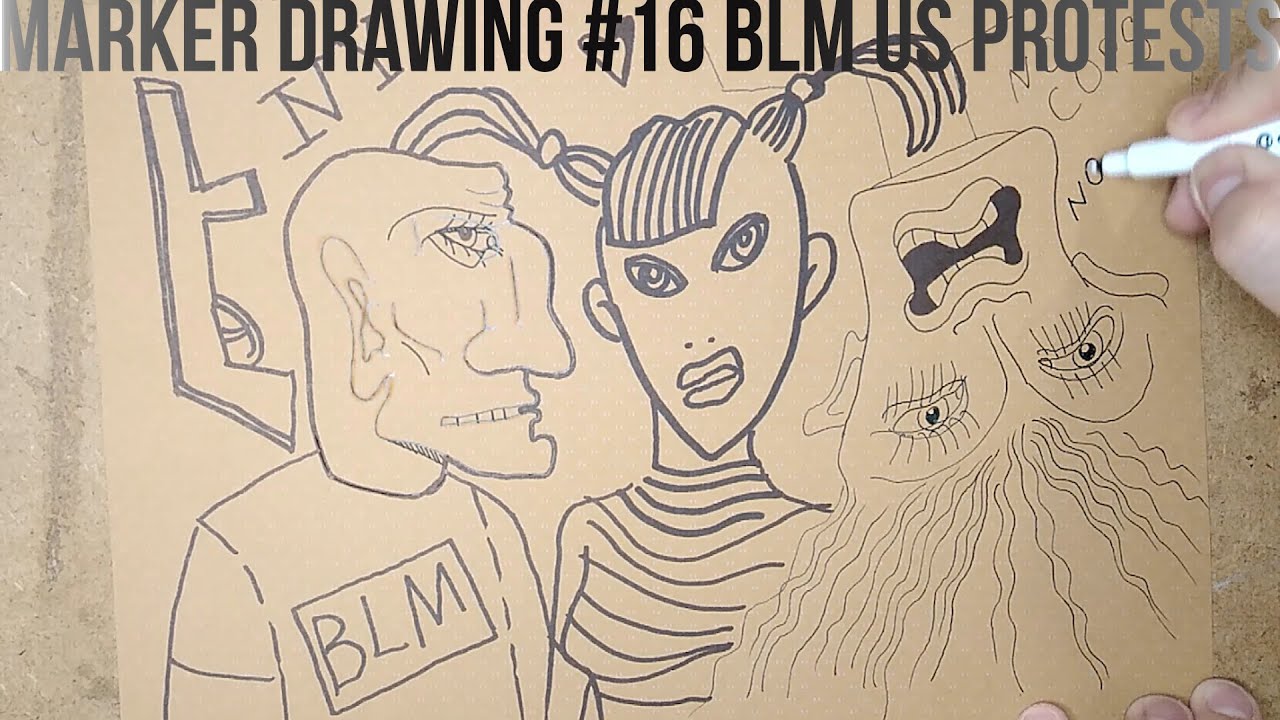BLM US protests Marker Drowing Step by Step #16｜Satisfying strokes ASMR ...