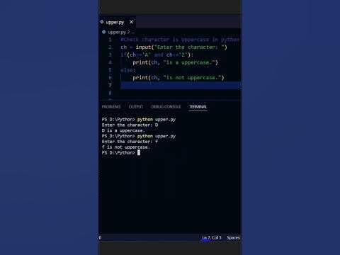 write python program to check character is uppercase #python #shorts #short - YouTube