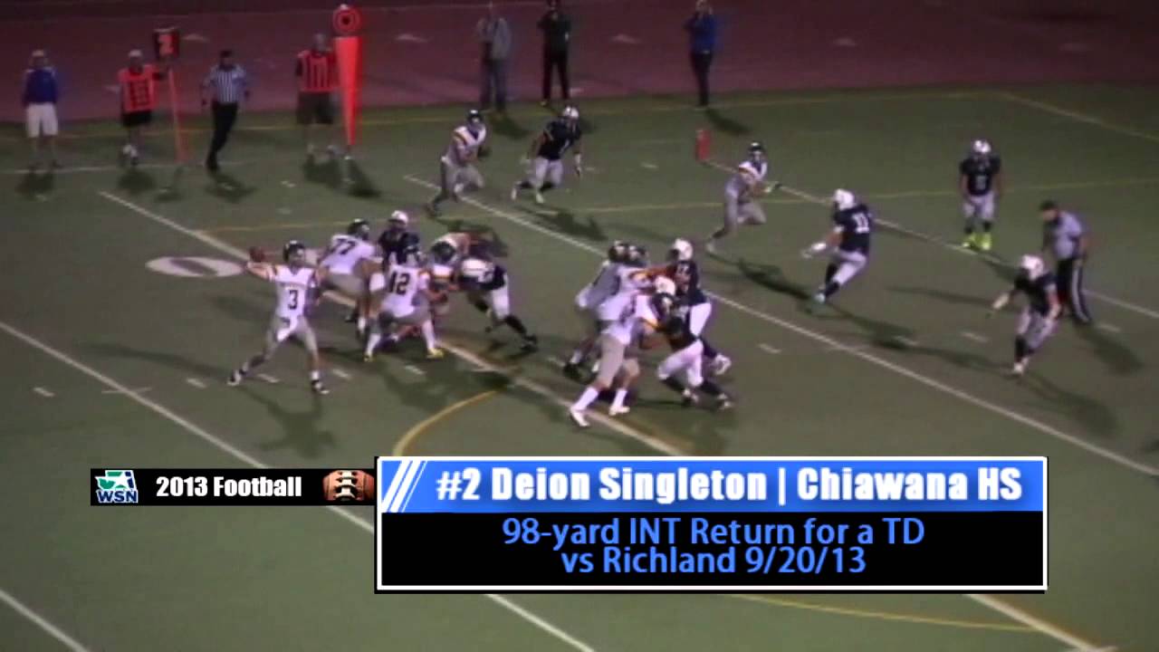 Deion Singleton - 98 yard INT return - YouTube