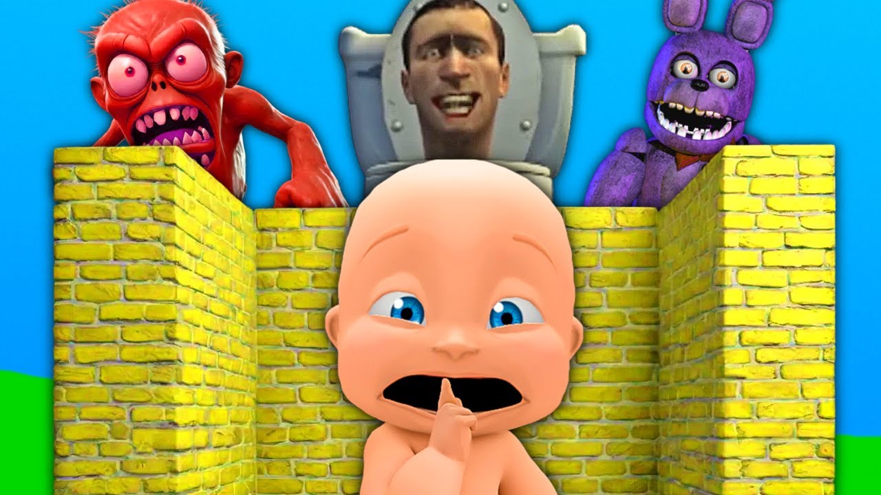 Baby Builds To Survive 100 Monsters! - YouTube