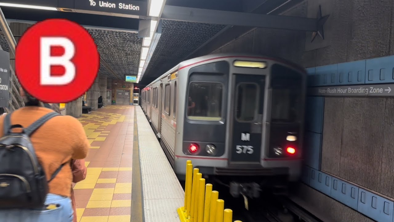 LA Metro B (Red) Line Trains at Hollywood (Vine) Station - YouTube