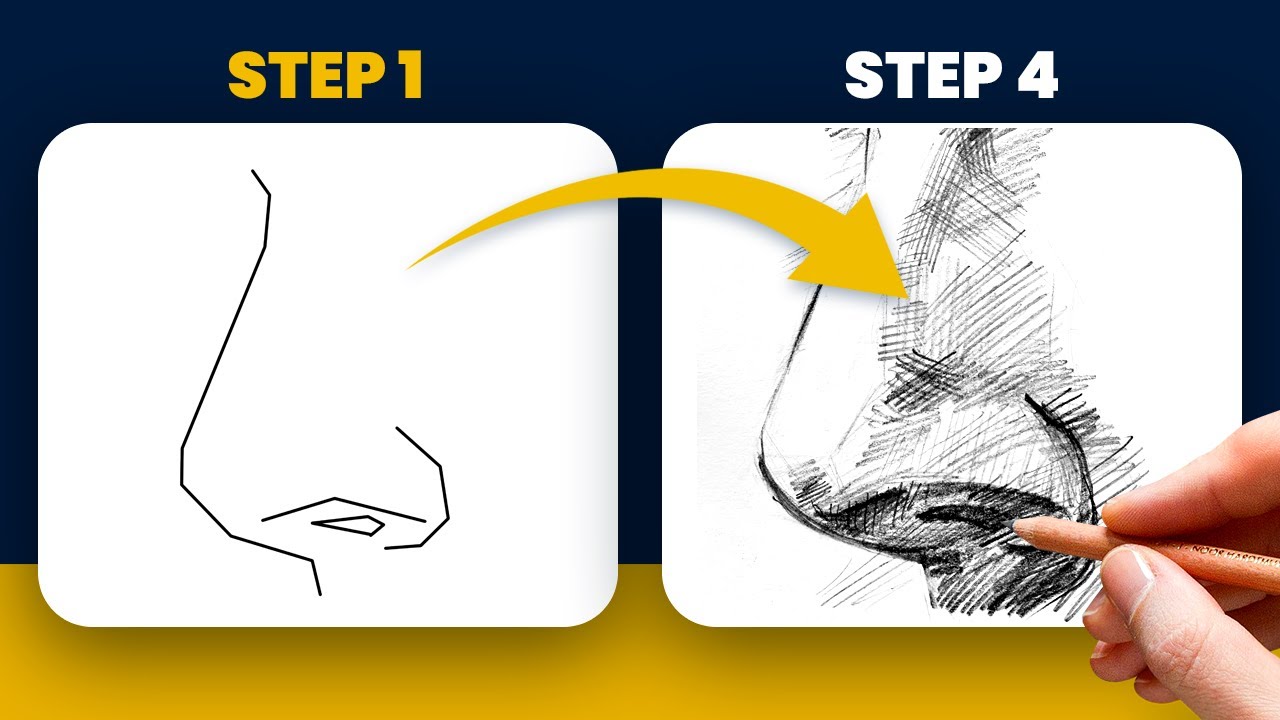How To Draw A Nose For Beginners - Step By Step Tutorial - YouTube