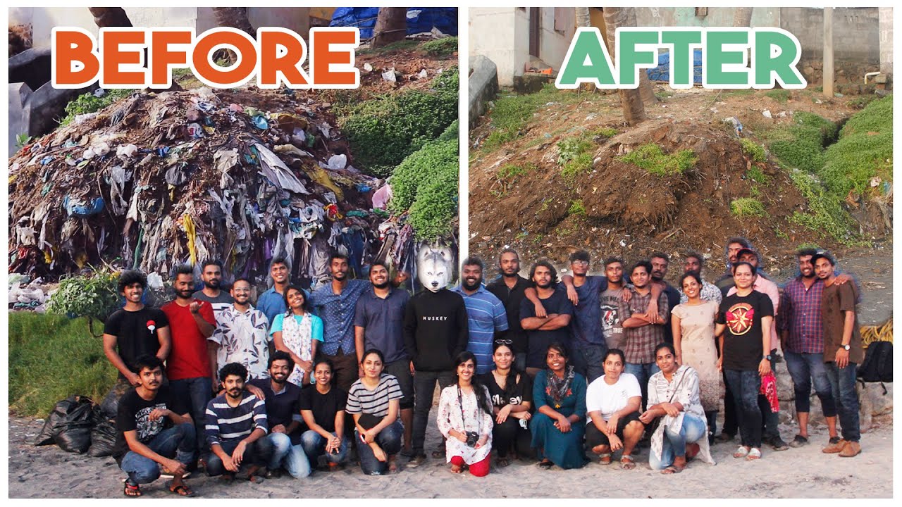 WE CLEANED UP AN INDIAN BEACH IN 2 HOURS | Vizhinjam Beach Cleanup ...