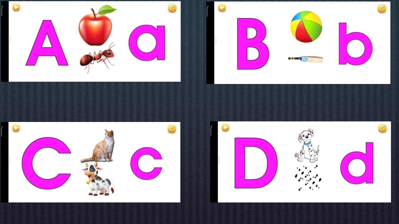 ABCDE Alphabet Learning With Images || A B C D Alphabet With Images ...