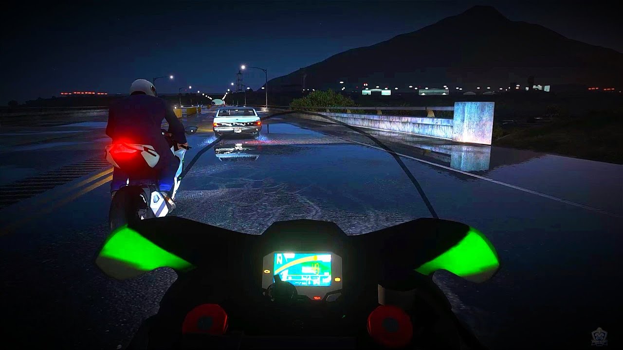 OverSpeeding Two Kawasaki Ninja Zx10R At Night Ultra realistic Graphic ...